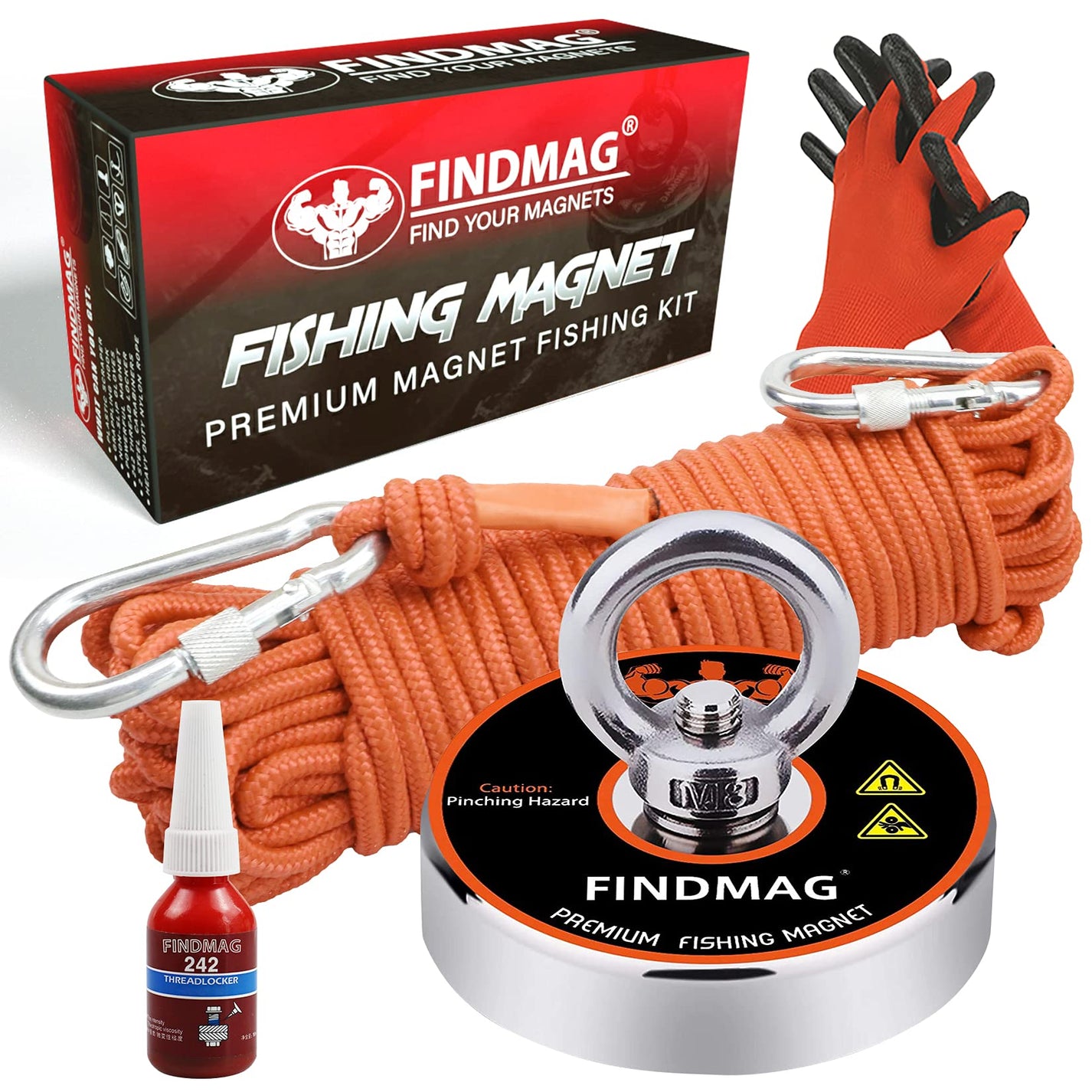 FINDMAG Super Strong Neodymium Fishing Magnets Kit, 500 LBS Pulling Fo ...