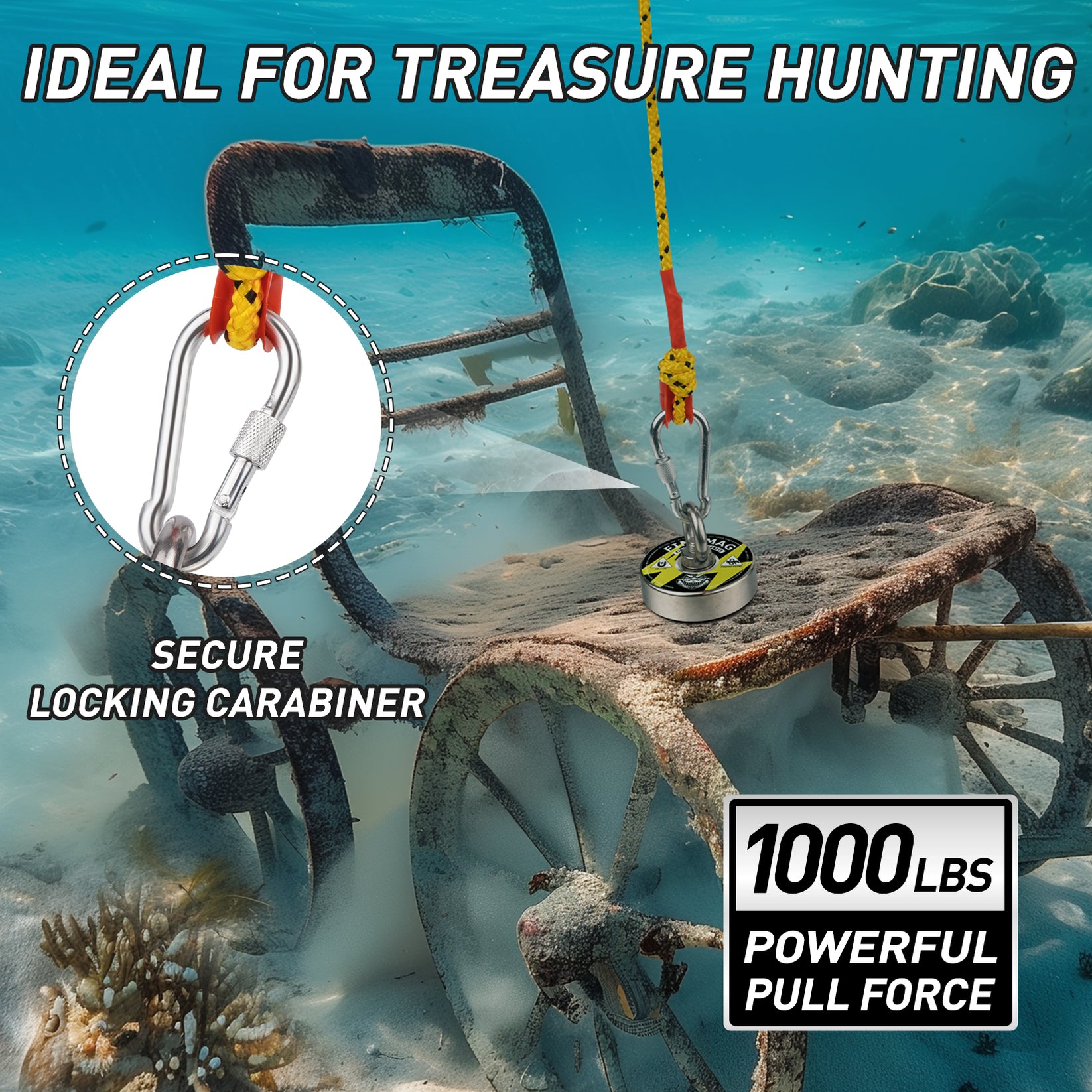 FINDMAG Magnet Fishing Kit, 1000 lbs Strong N52 Magnet for Fishing, Di ...